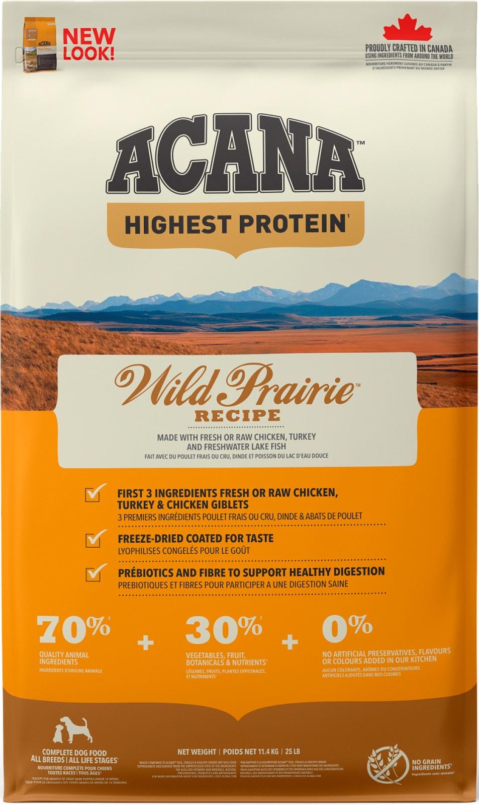 ACANA Highest Protein Dog Wild Prairie (kylling, kalkun og fisk) - 2 kg ...